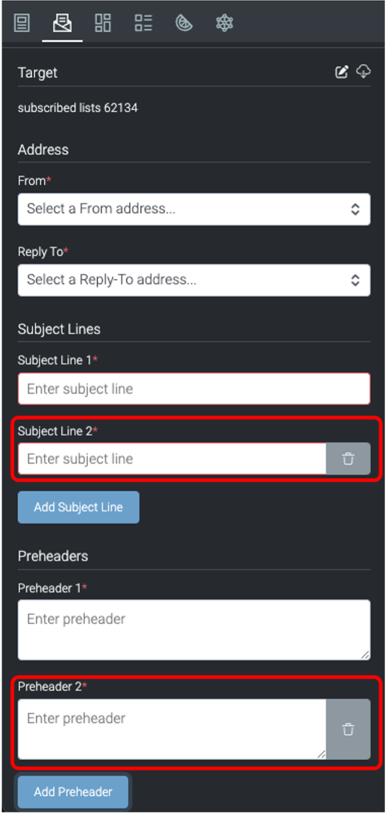 V5 Email Activity Edit Interface - Taguchi Support