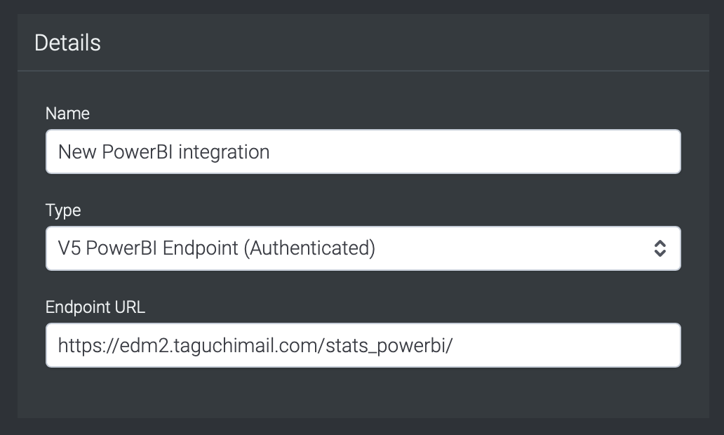 V5 Api Powerbi Endpoint (Authenticated) Integrations - Taguchi Support