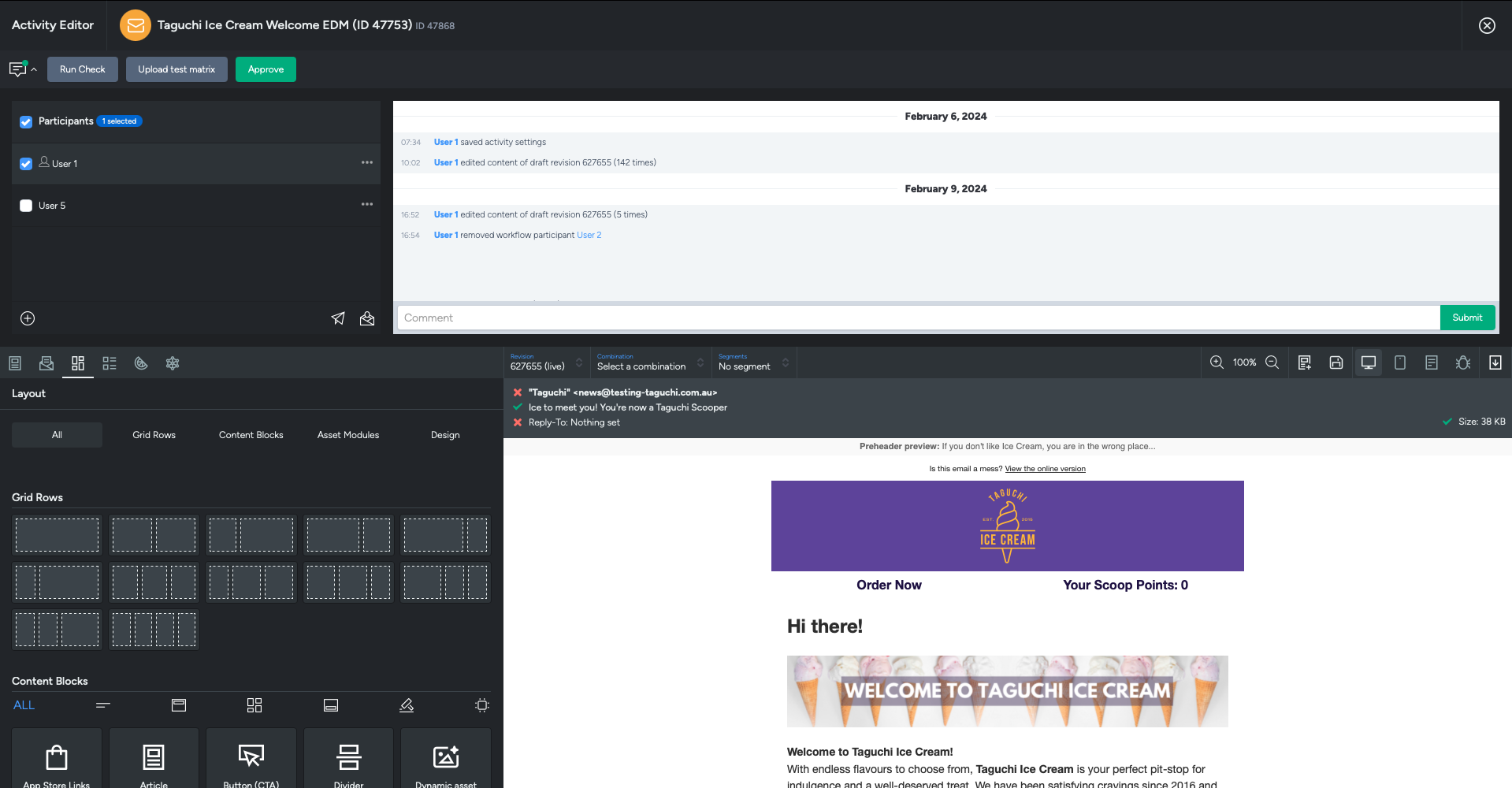V5 Email Activity Edit Interface - Taguchi Support